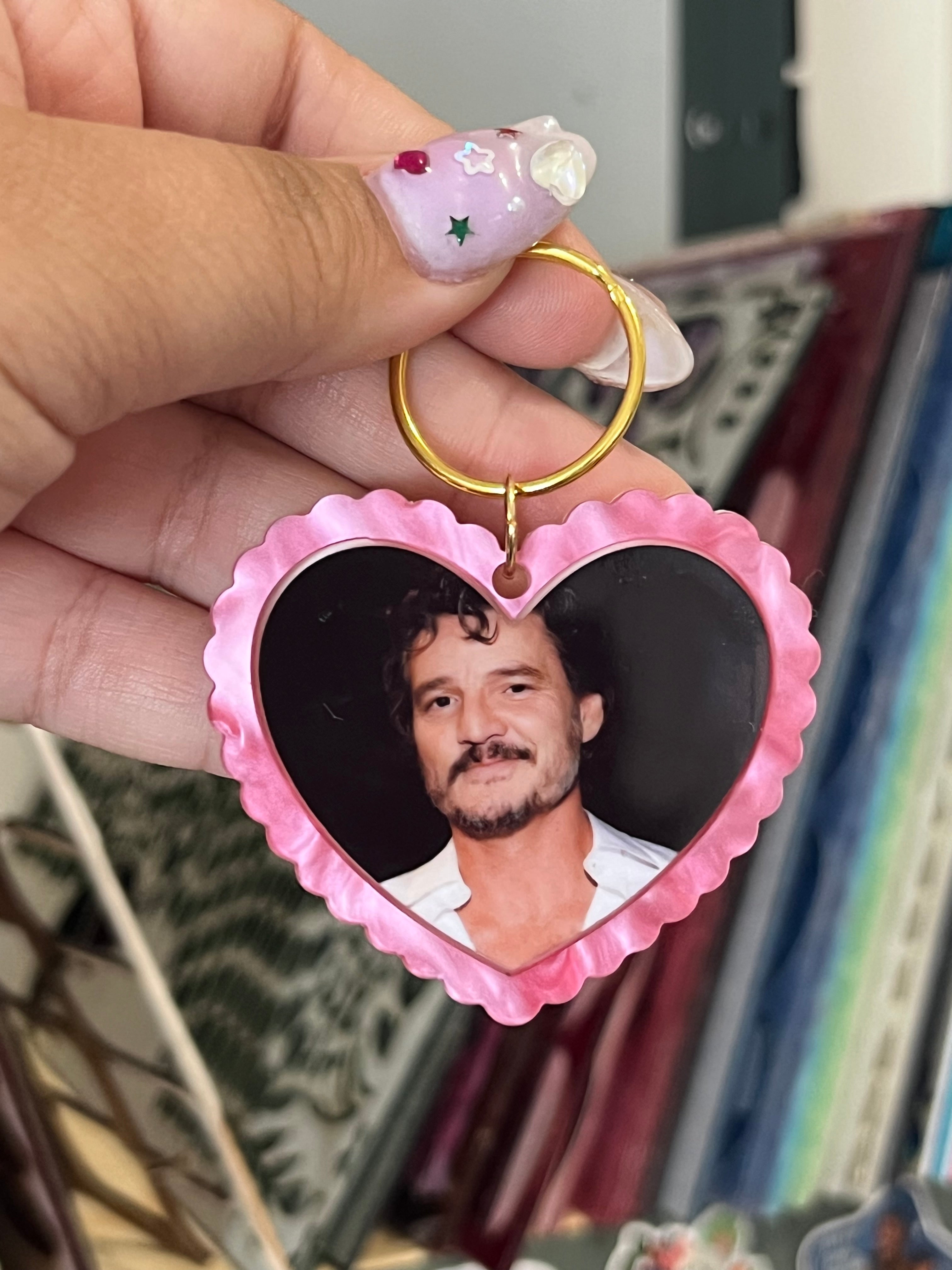 Pink Pedro Pascal Heart Keychain – Studio Nena